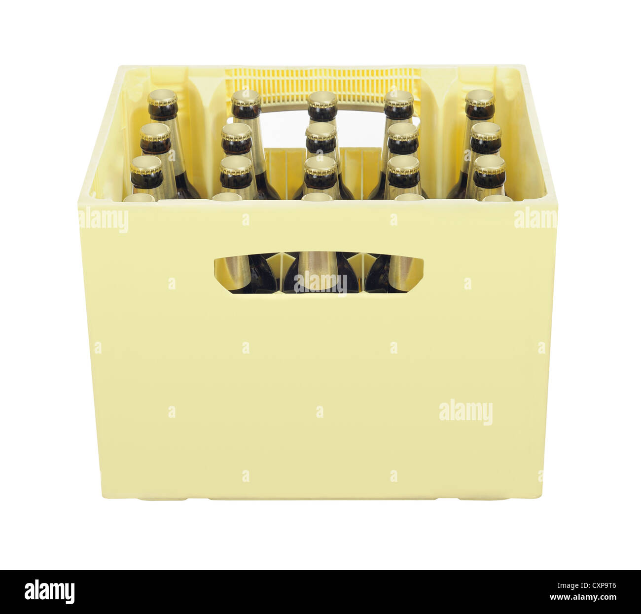 Beer crate case with beer bottles Stock Photo - Alamy