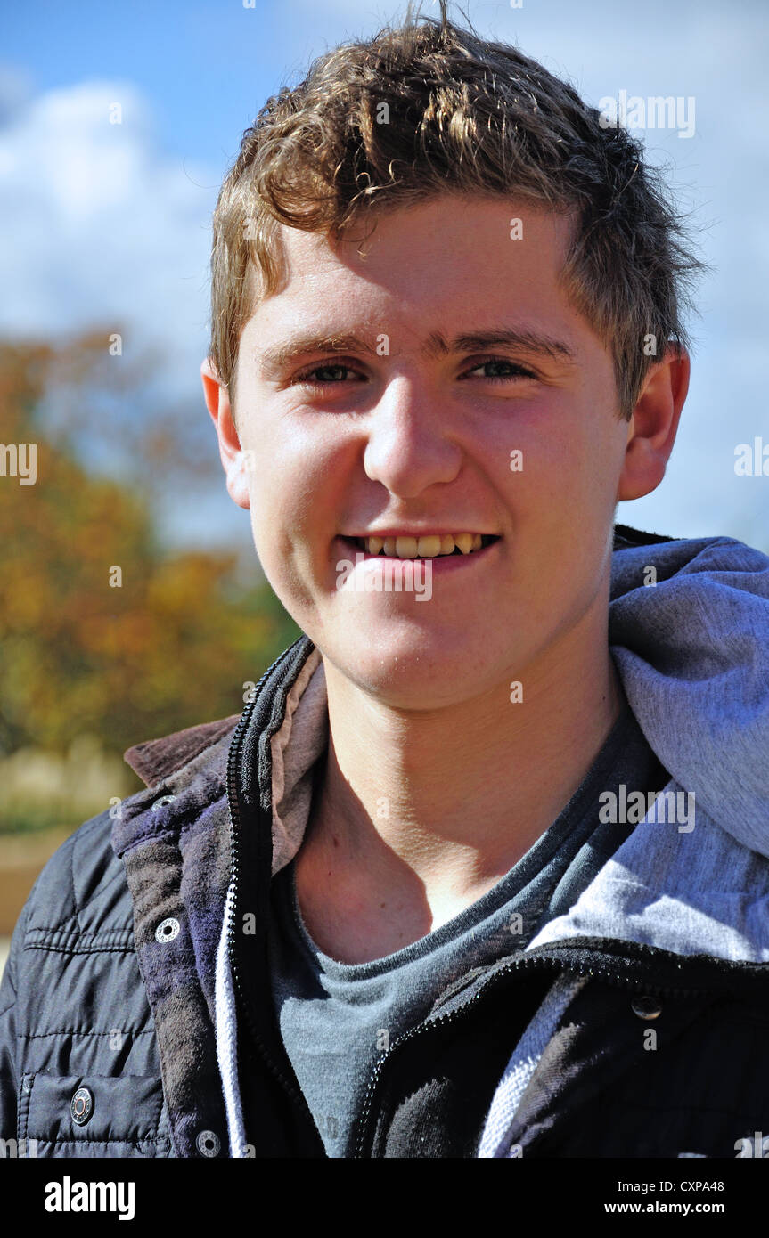 Portrait of 19 year old young male, Thorpe Park Theme Park, Chertsey ...