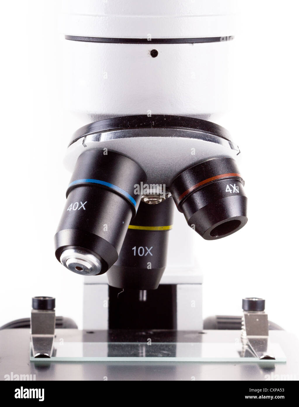 Microscope isolated on white Stock Photo - Alamy