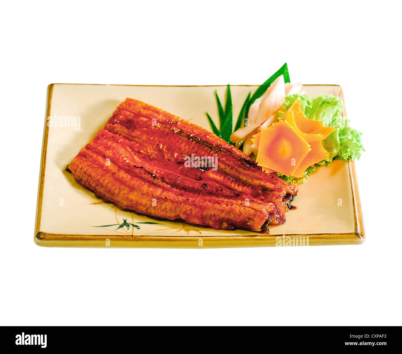 Grilled eel Japanese food menu display on dish a taste of Asian food ...