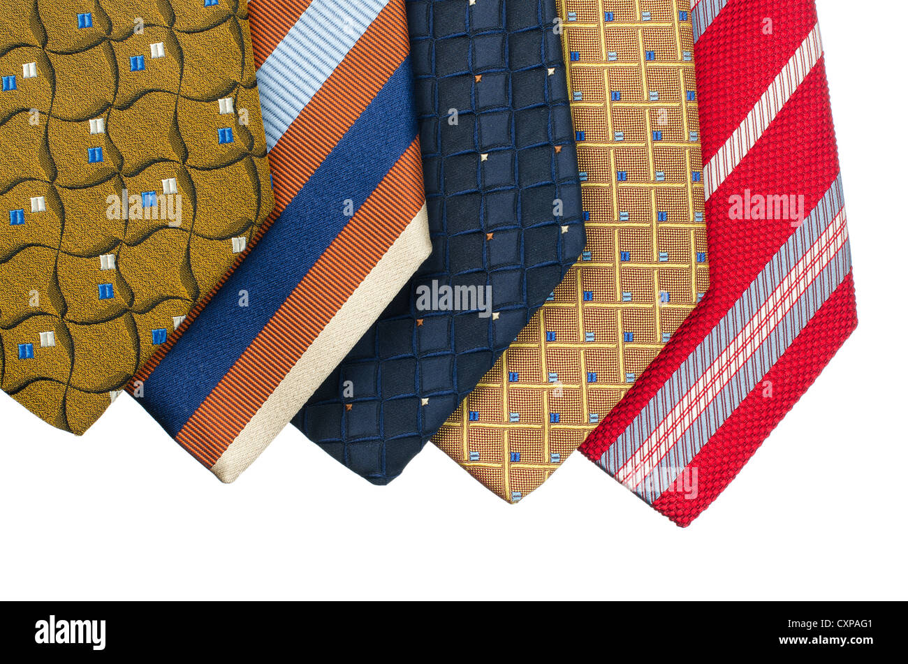 Closeup of five ties isolated on white background Stock Photo - Alamy