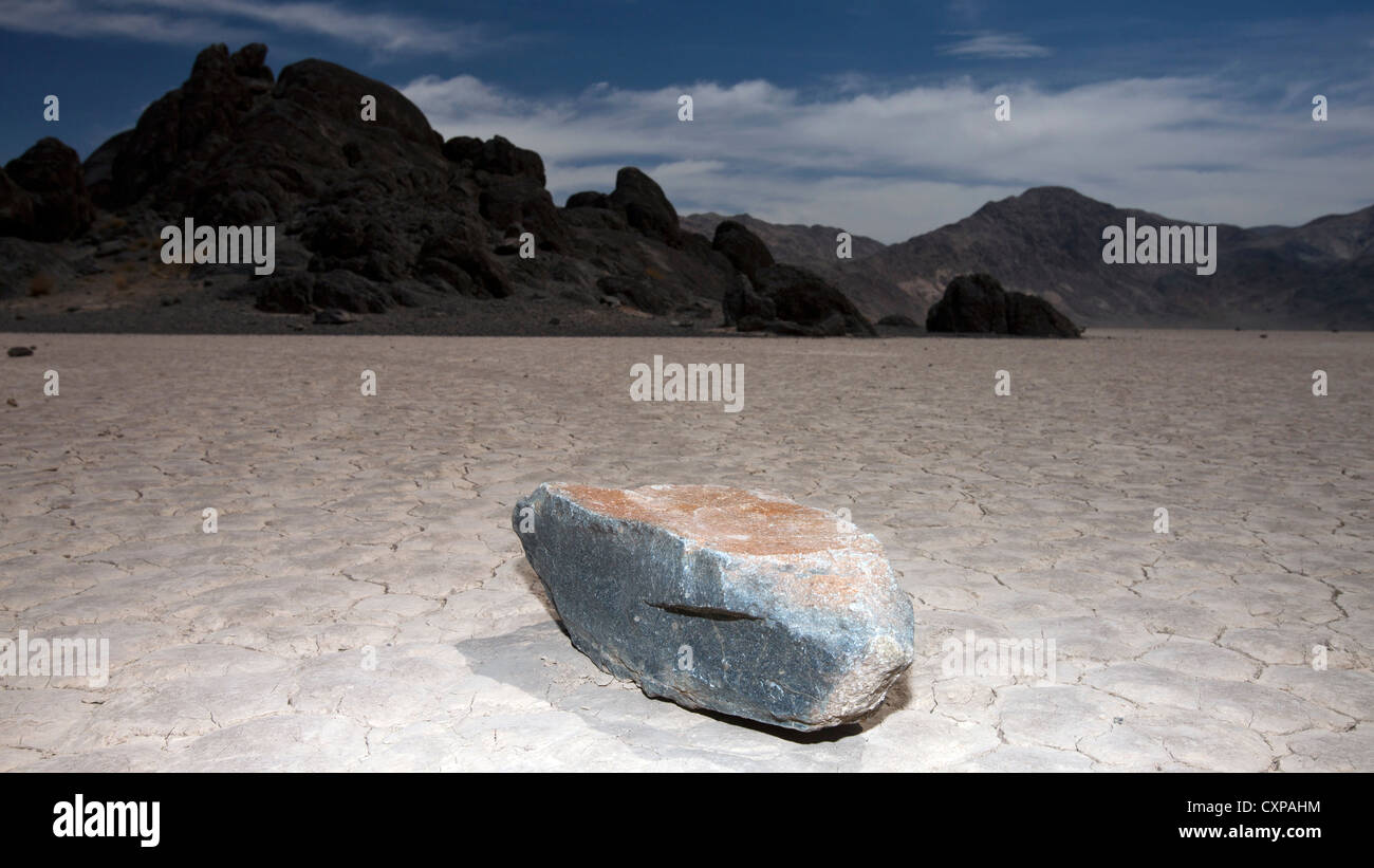 Moving rock on Racetrack Playa, Death Valley National Park, California ...