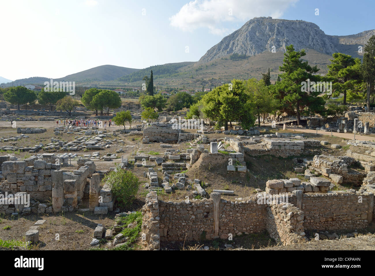 View of Agora with Acrocorinth Rock behind, Ancient Corinth, Corinth ...