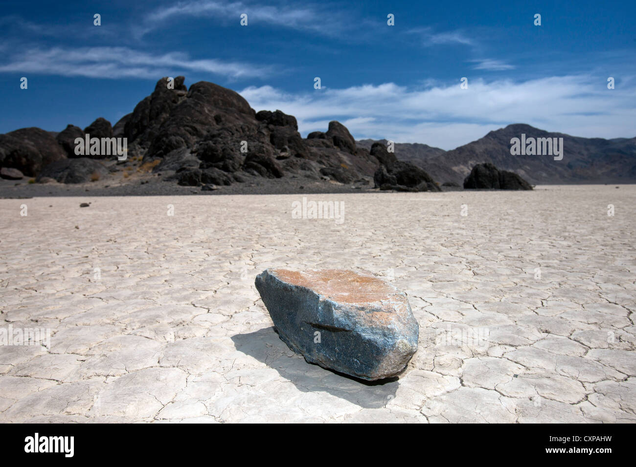 Moving rock on Racetrack Playa, Death Valley National Park, California ...