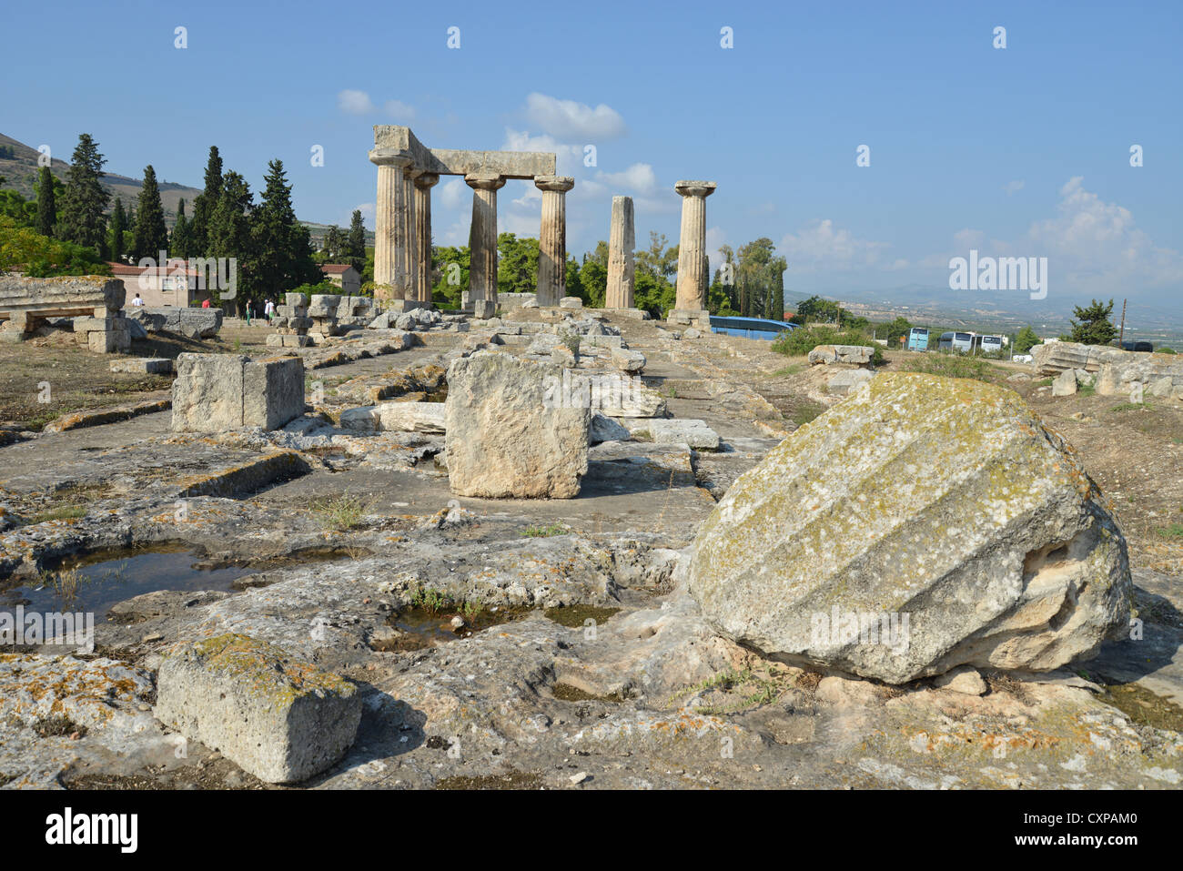 6th century BC Temple of Apollo from Agora, Ancient Corinth, Corinth ...
