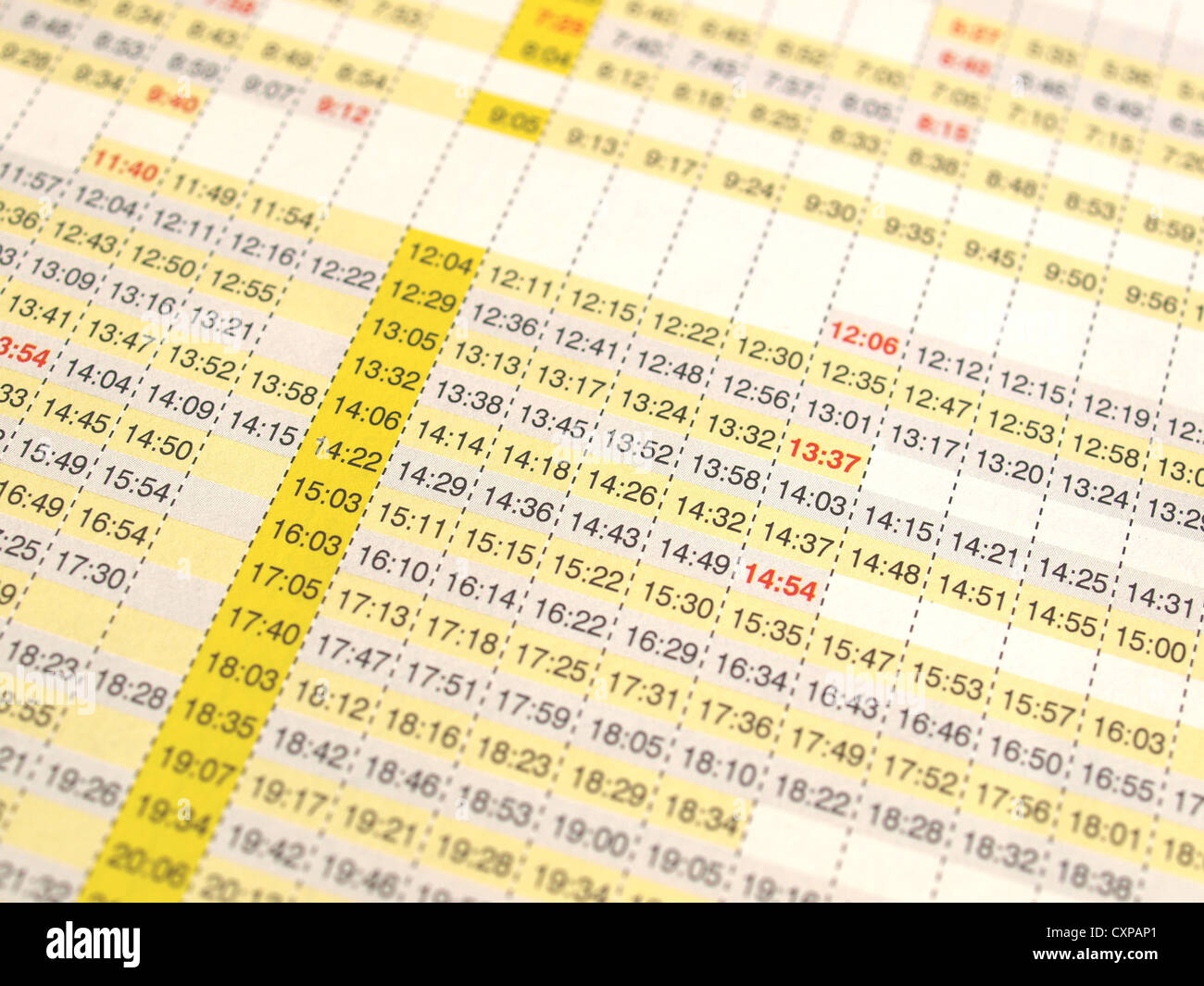 Timetable of arrivals and departures of trains Stock Photo - Alamy