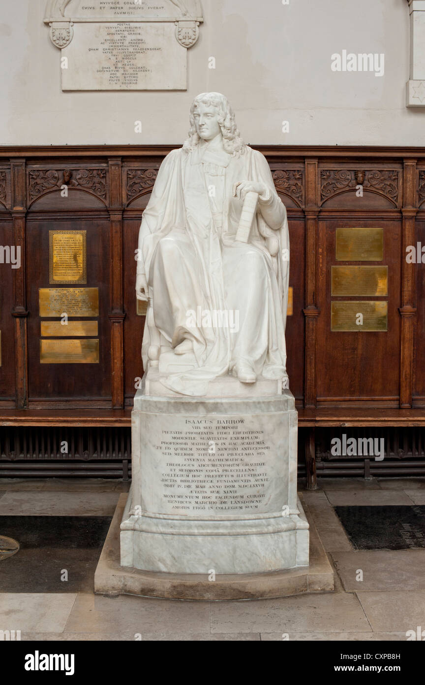 Statue of Isaacus Barrow in Trinity College, Cambridge, UK Stock Photo ...