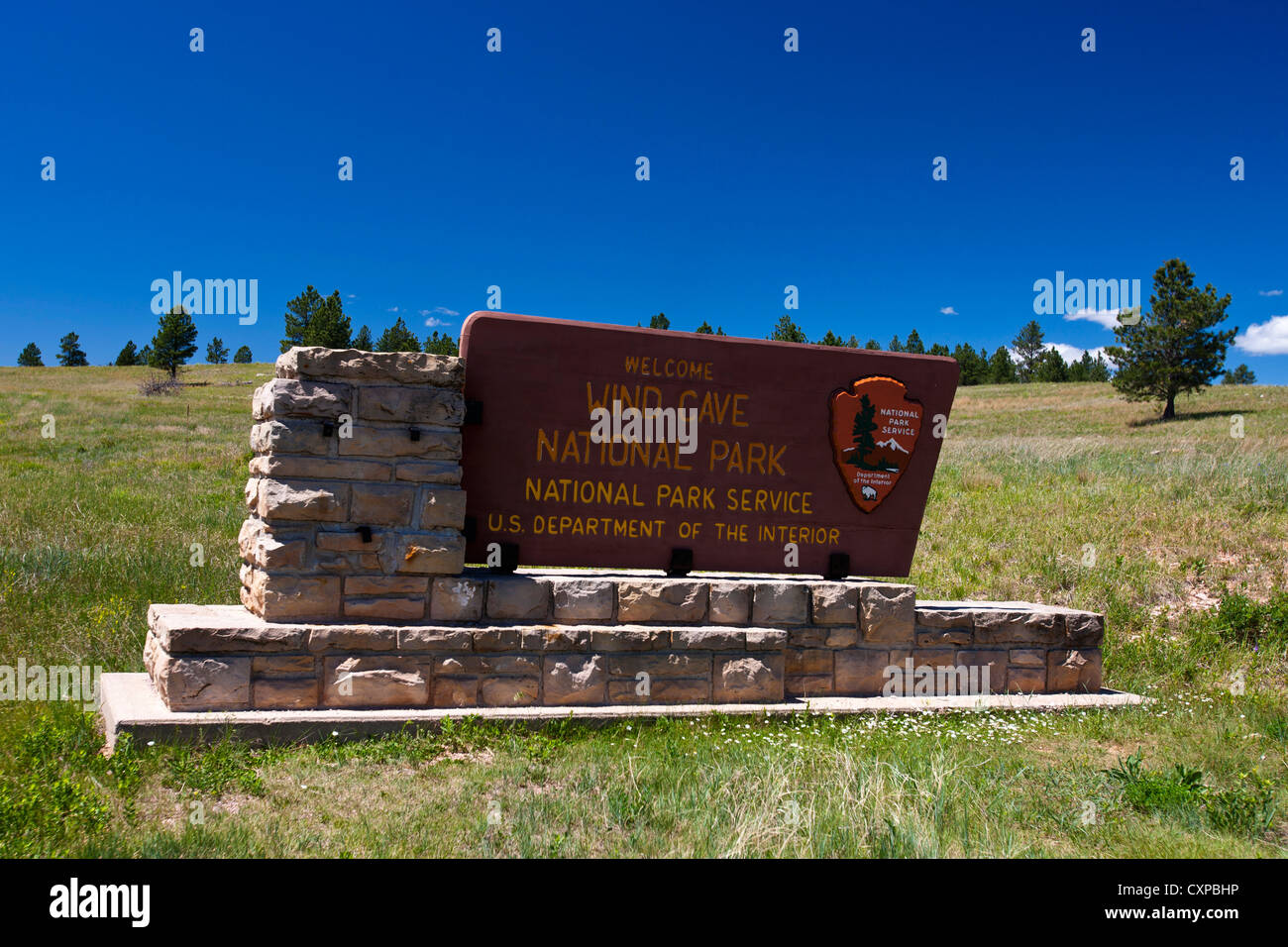 National Park Service welcome sign, Wind Cave National Park, South ...