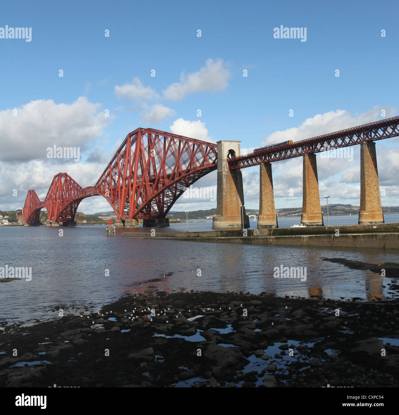 Train crossing Forth Rail Bridge Scotland October 2012 Stock Photo - Alamy