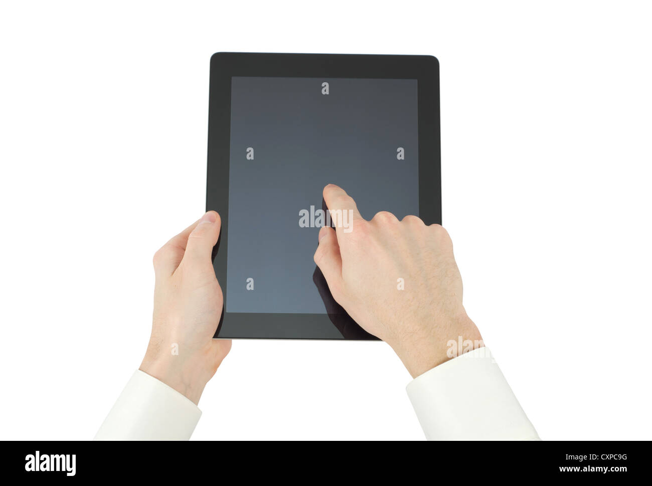 hands are holding the tablet computer Stock Photo - Alamy