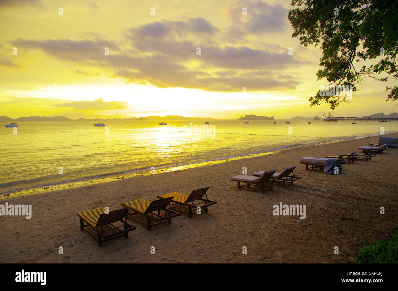 Colorful Sunset In The Beach Stock Photo - Alamy