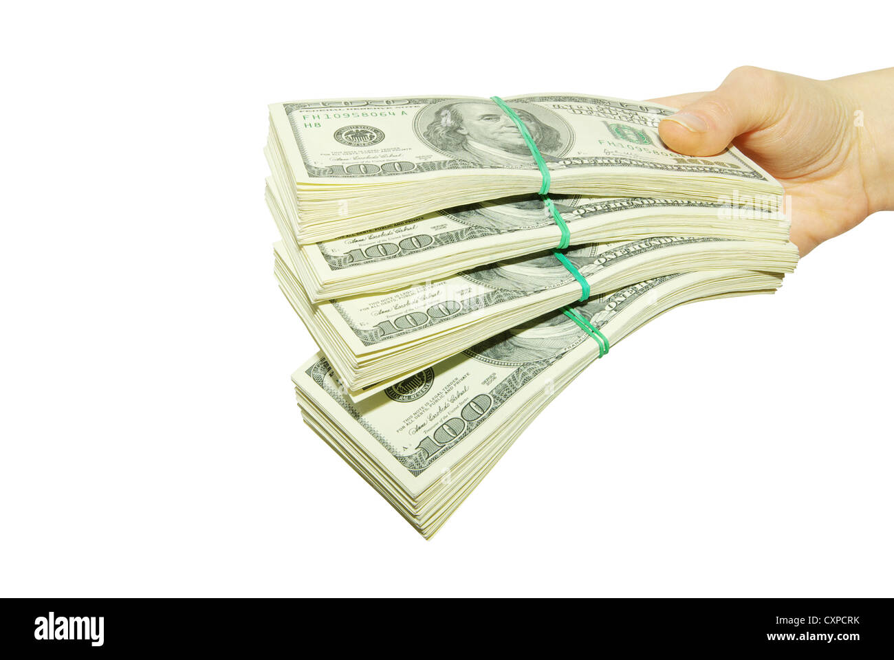 Hand with money isolated on white background Stock Photo - Alamy