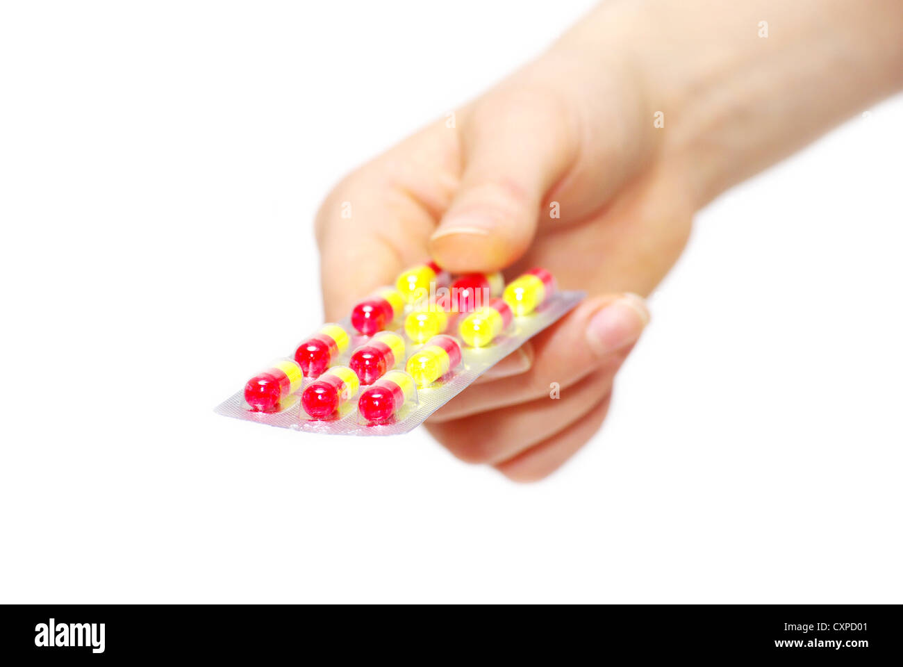 Hand with capsules hi-res stock photography and images - Alamy