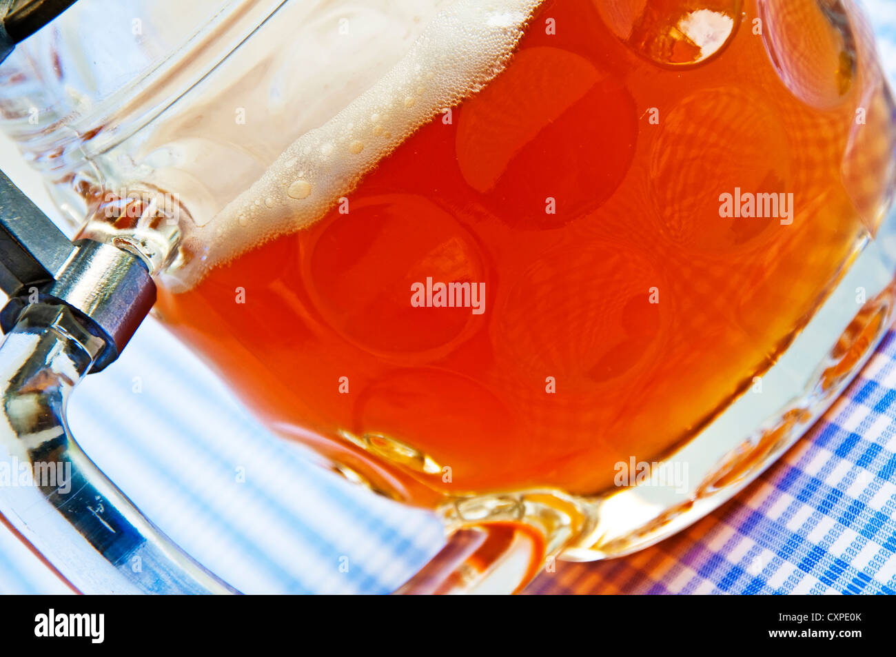 Beer on a blue-white desk Stock Photo - Alamy