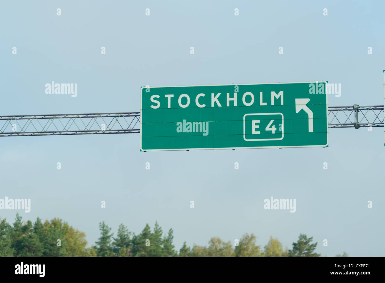 Freeway sign Stockholm Stock Photo - Alamy
