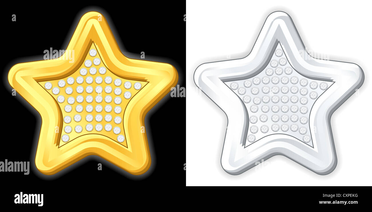 Gold and silver jewelry star. Vector illustration Stock Photo - Alamy