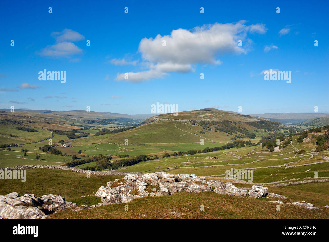 Looking towards Old Cote Moor with Littondale to the left and ...