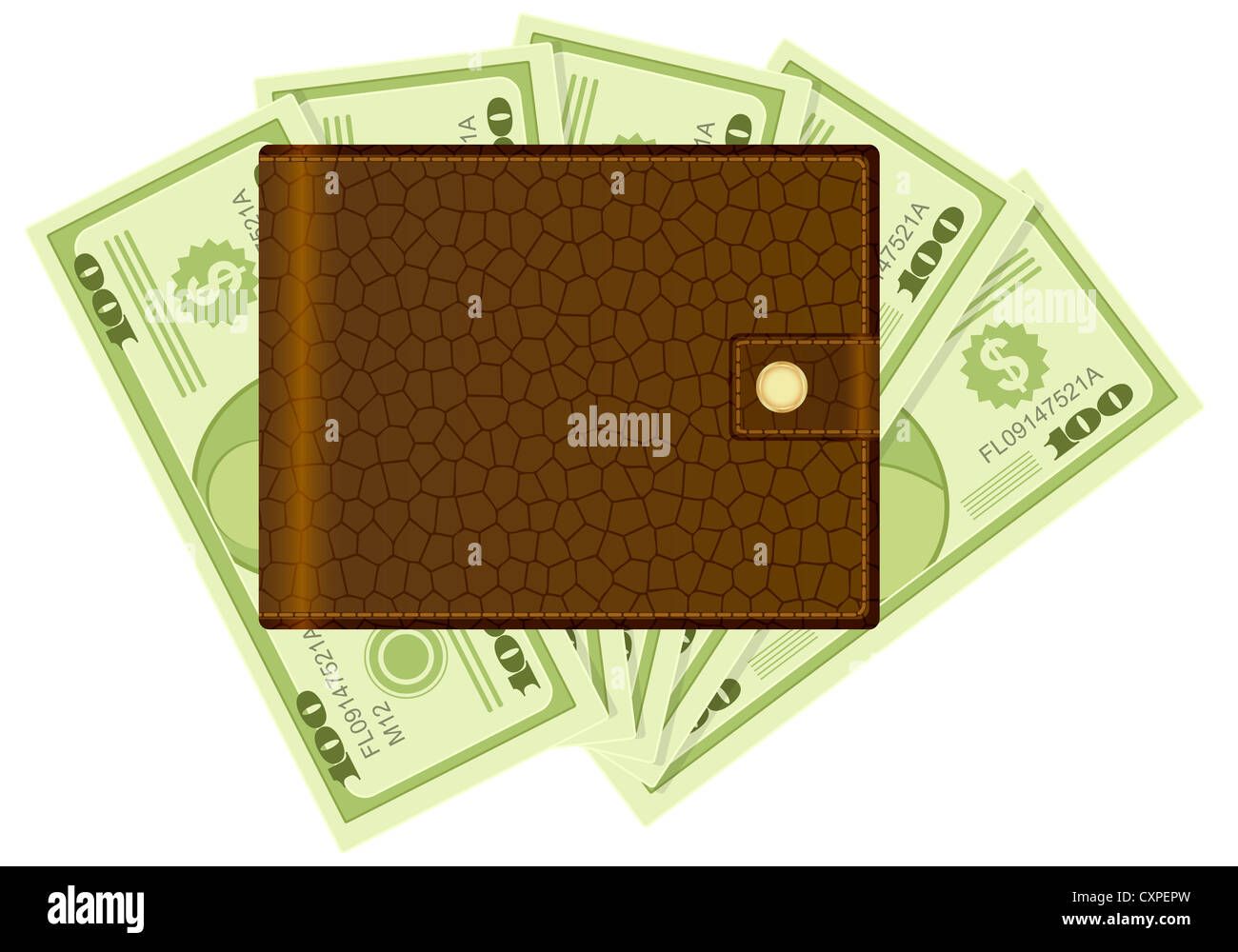Green wallet dollar banknotes Cut Out Stock Images & Pictures - Alamy