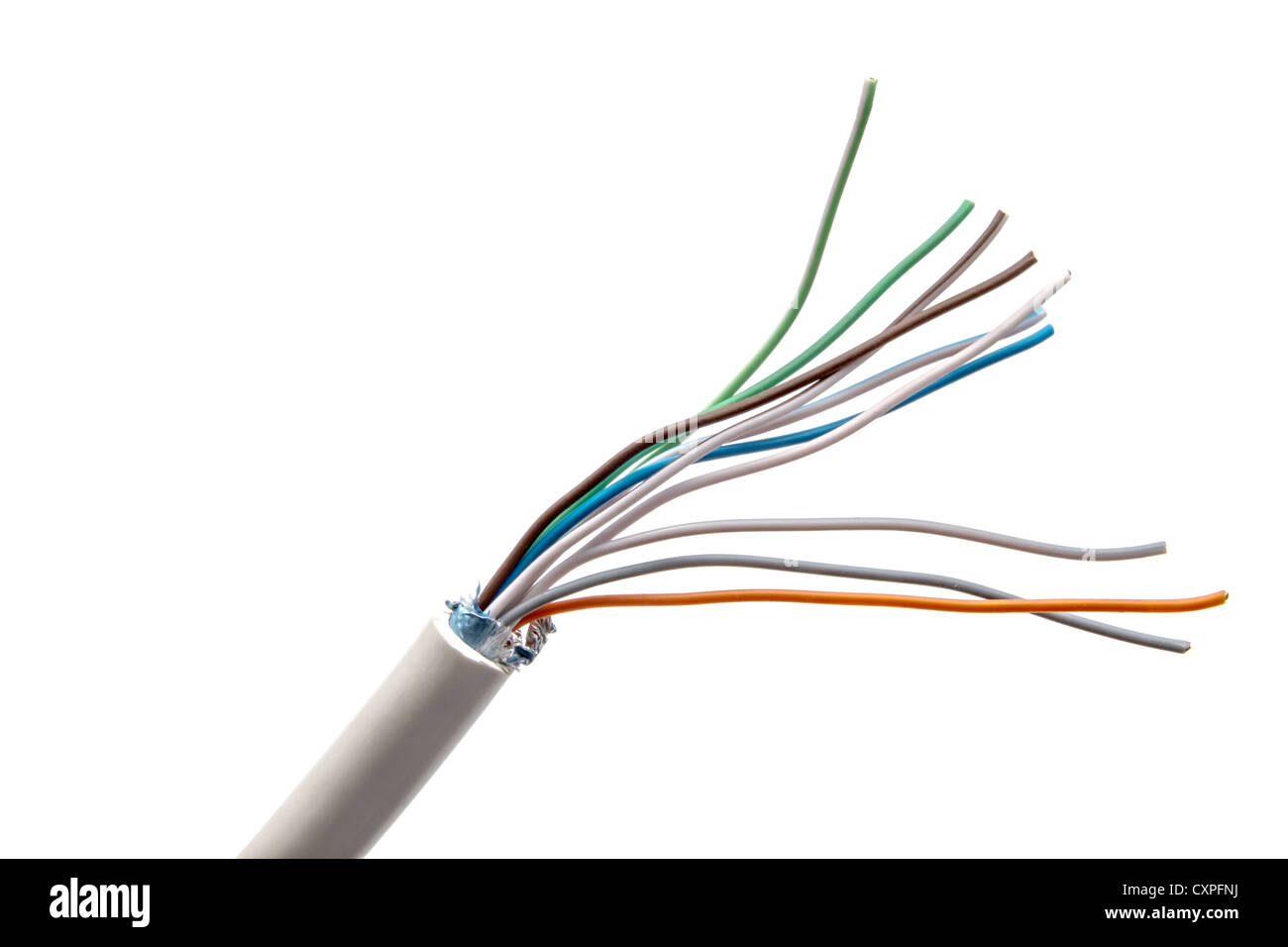 Colorful cable closeup on white background Stock Photo - Alamy