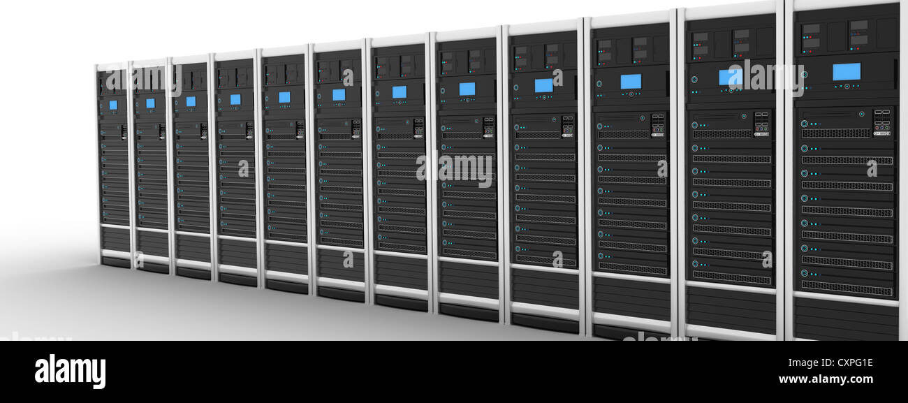 server row and earth (done in 3d Stock Photo - Alamy
