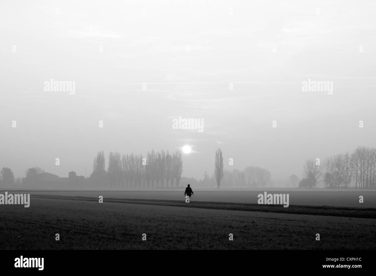 Gray winter day landscape Black and White Stock Photos & Images - Alamy