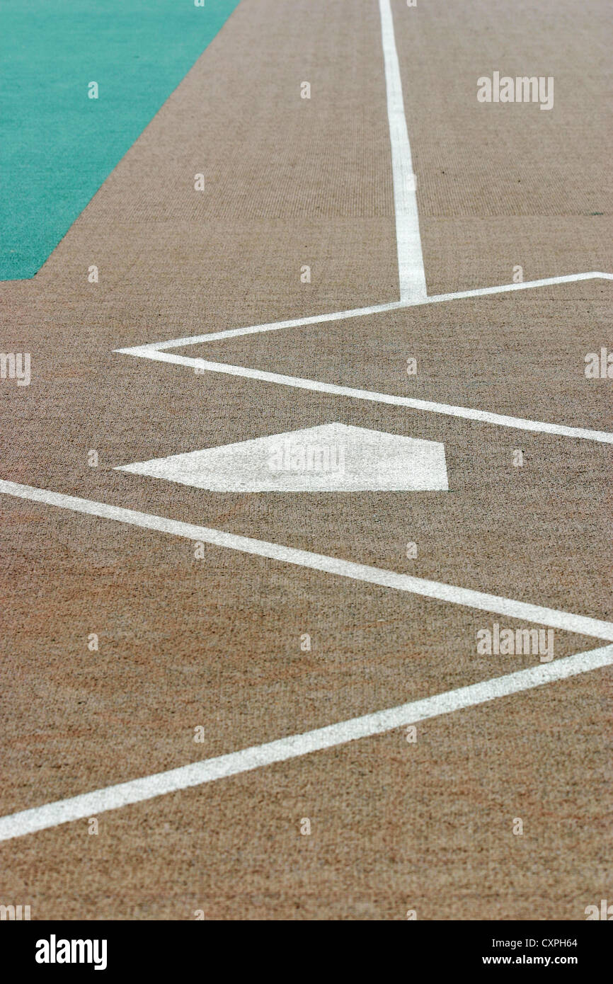 Looking down a baseball field from behind home plate Stock Photo - Alamy