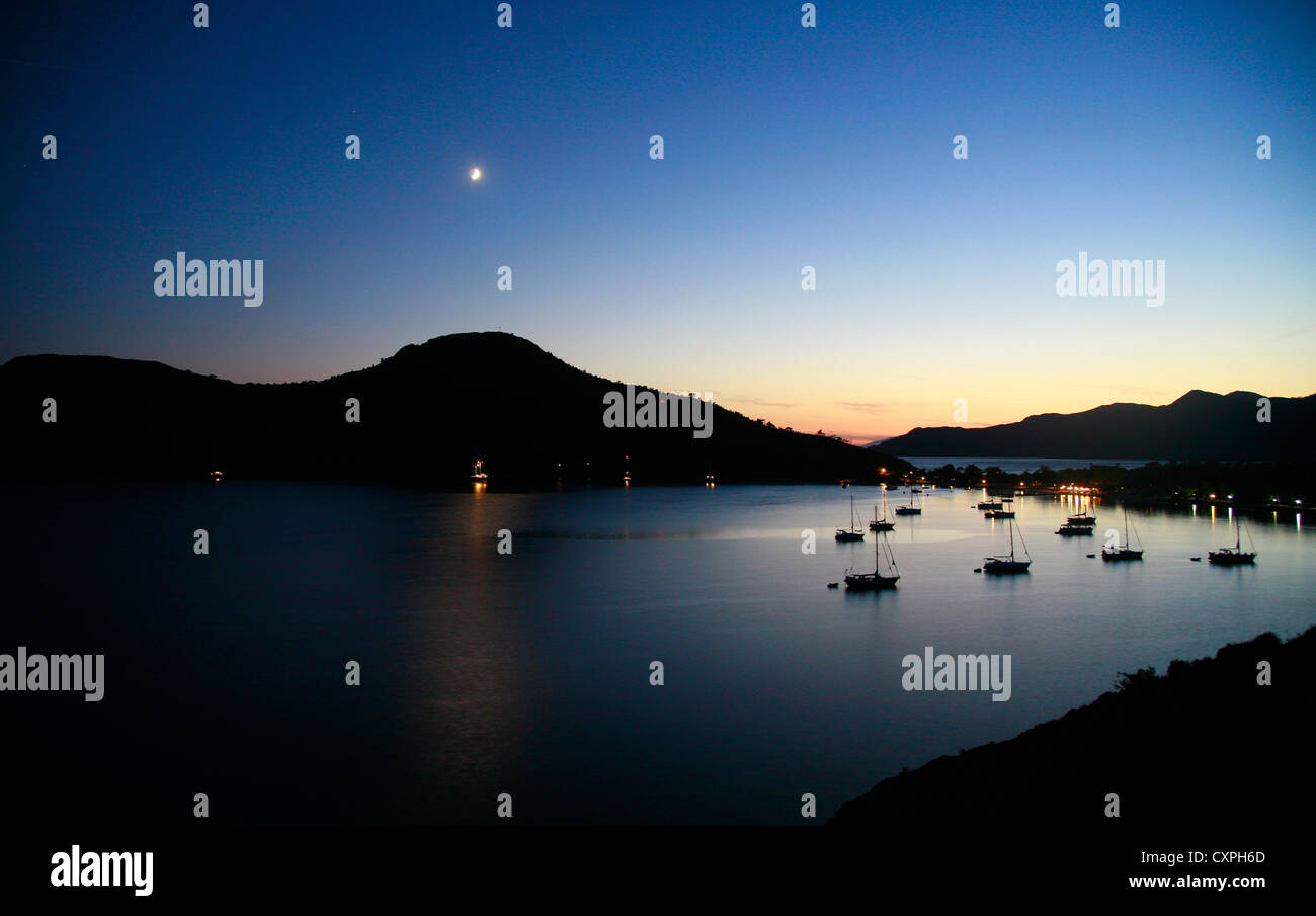 Dark blue sunset at Knidos, Datca, Turkey Stock Photo - Alamy