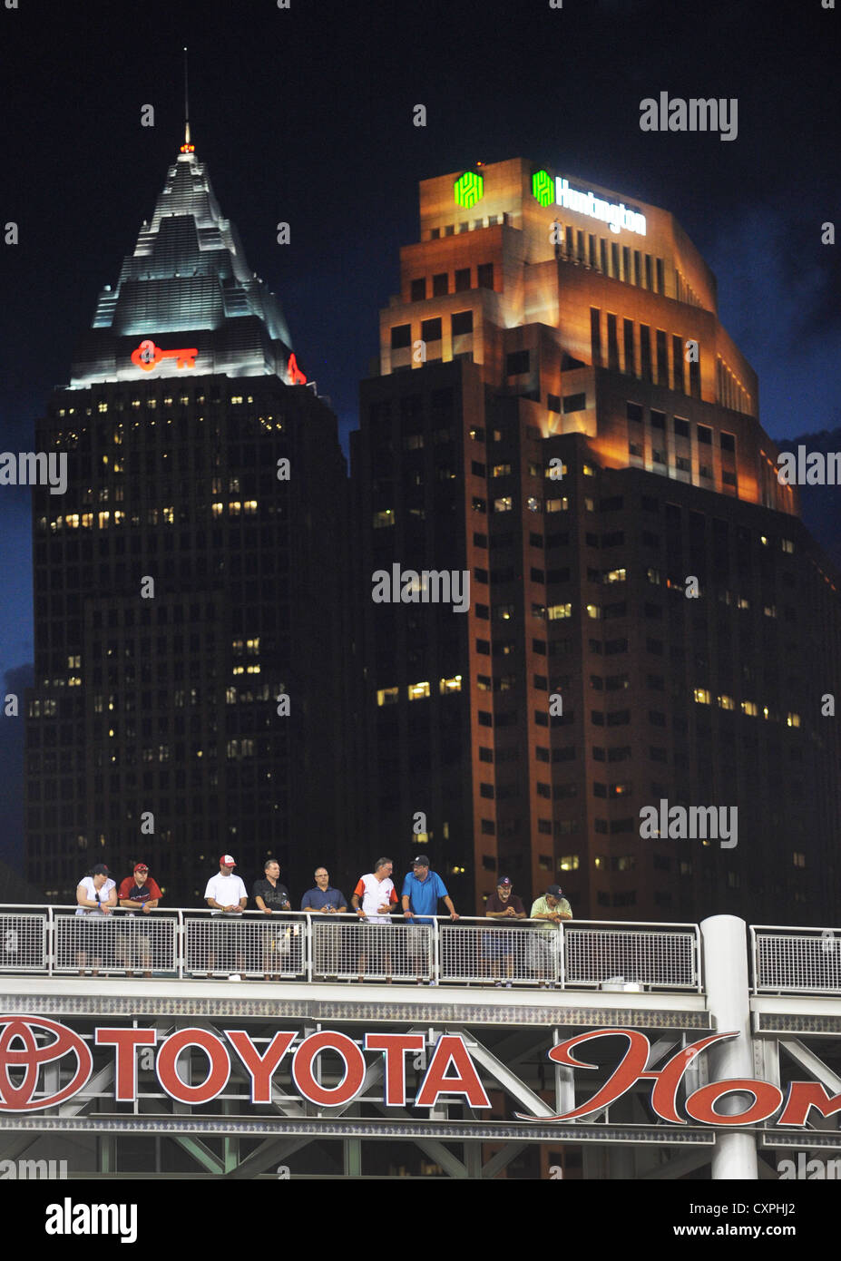 Cleveland, OH skyline from Progressive Field at night Stock Photo - Alamy
