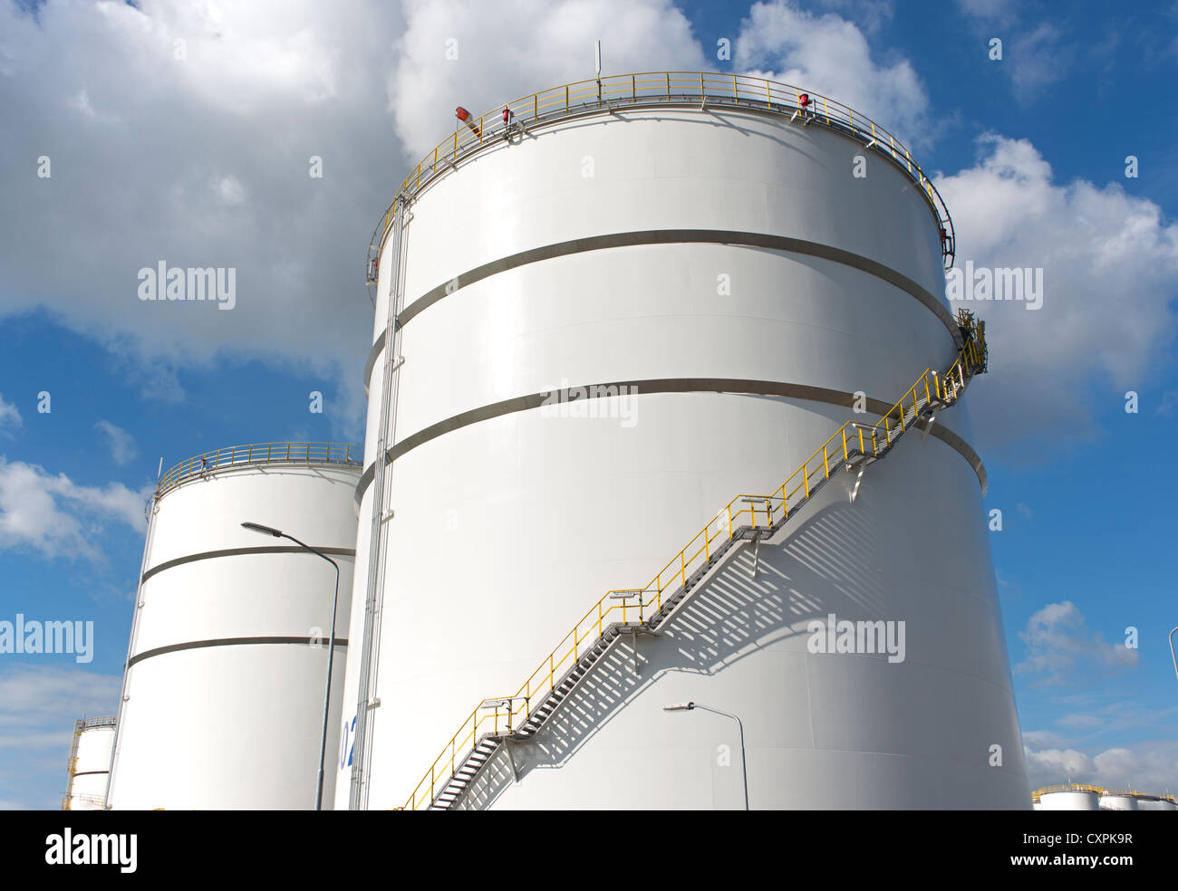 oil storage tanks in refinery Netherlands industrial area of Europoort ...