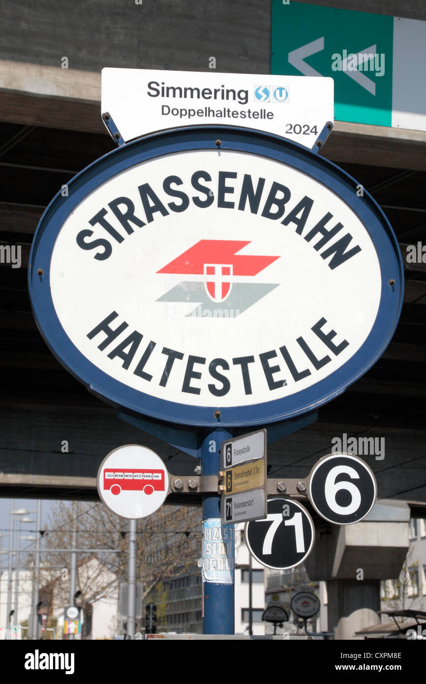 Generic view of an Austrian tram/street-car stop sign in Vienna ...