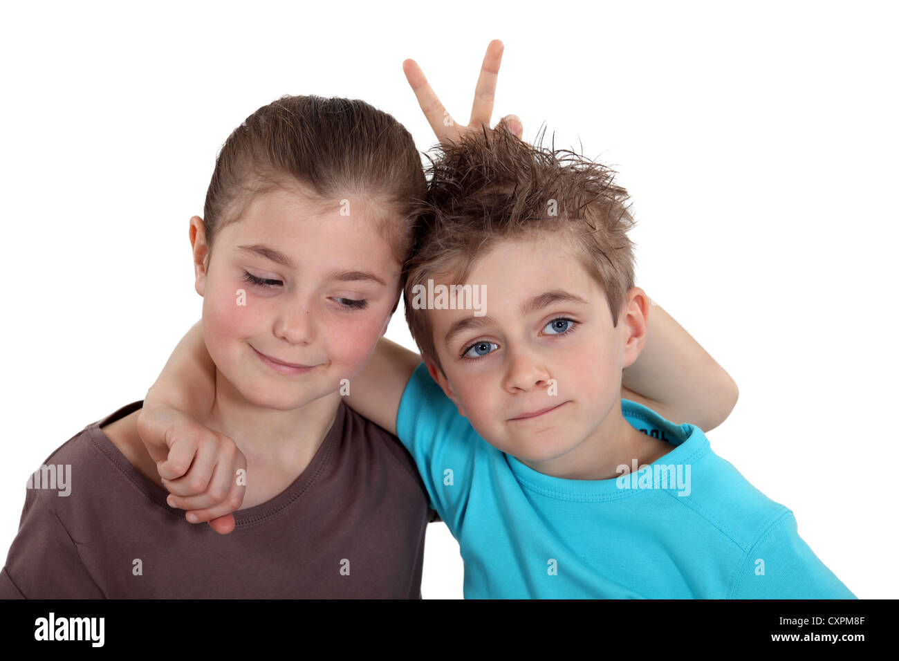 Peace sign over head hi-res stock photography and images - Alamy