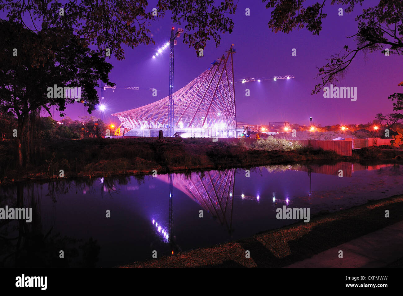 Building structure at night Stock Photo - Alamy