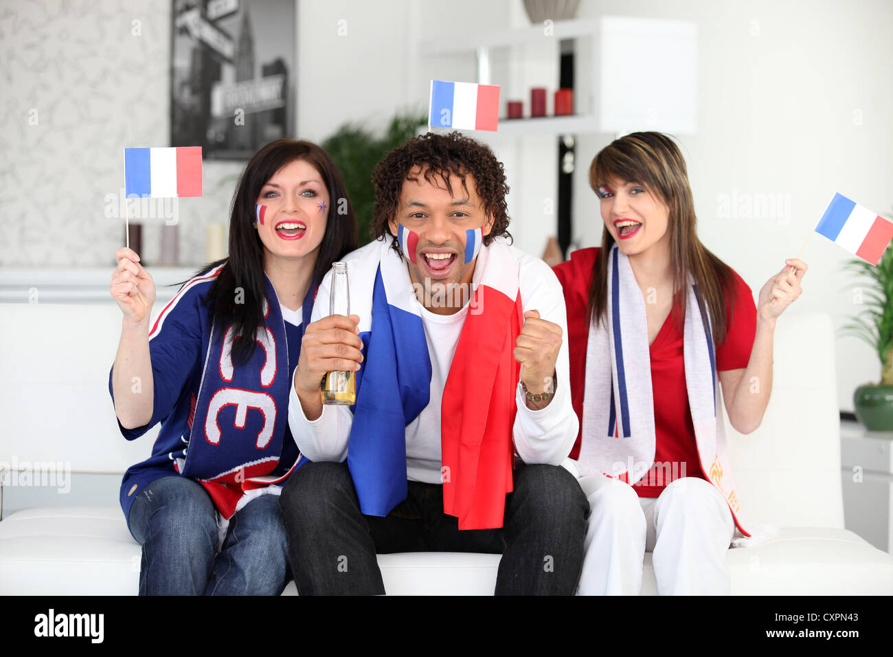 French fans at home Stock Photo - Alamy