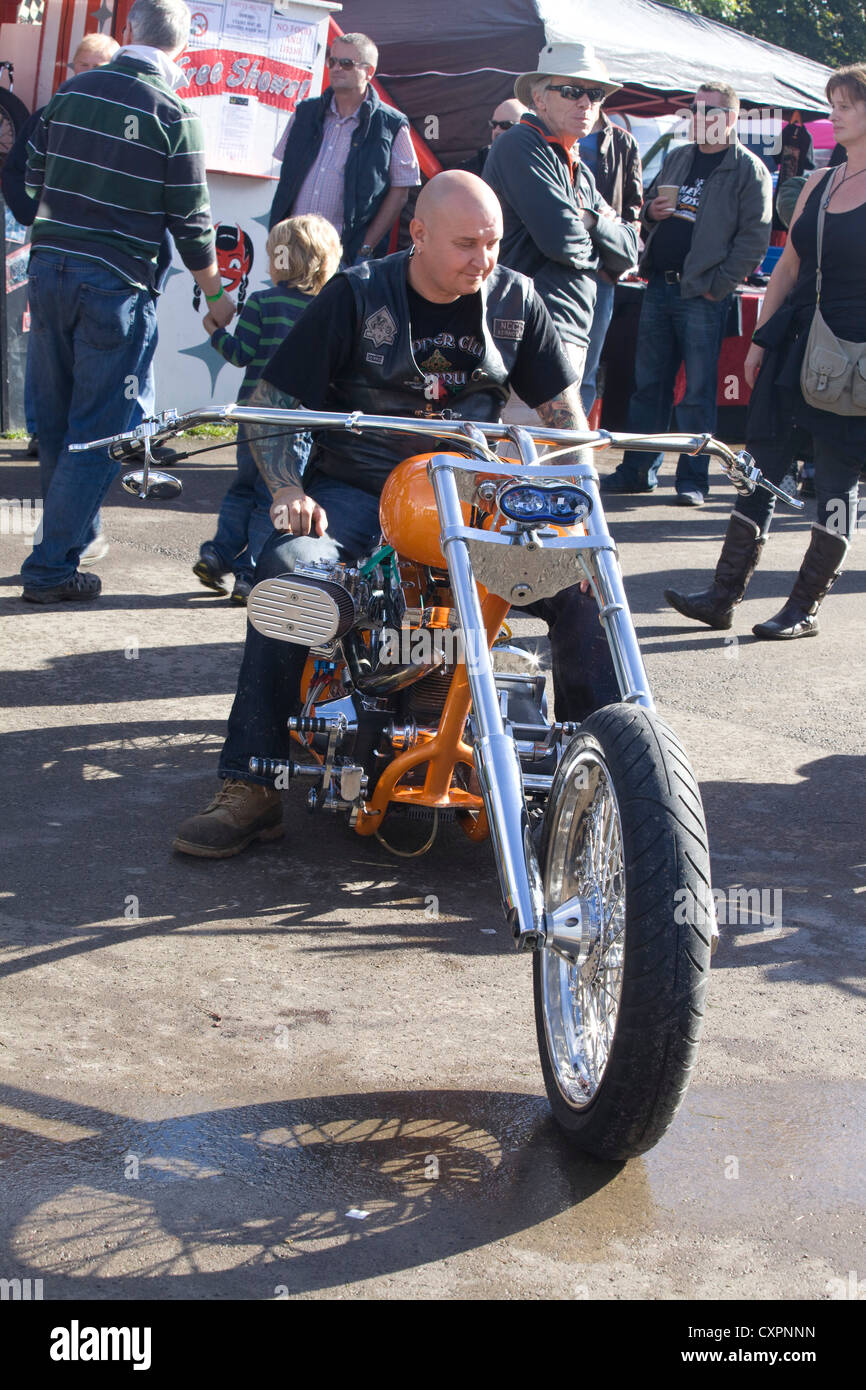 Chopper motorcycle at a show in Gloucestershire England Stock Photo - Alamy