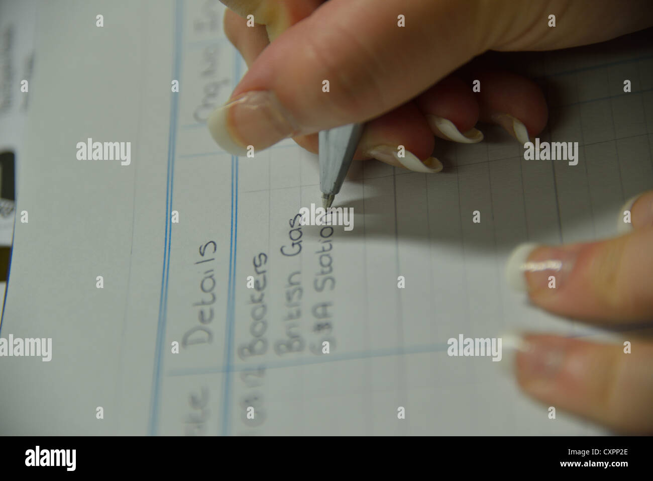 Handwriting in cash book Stock Photo - Alamy