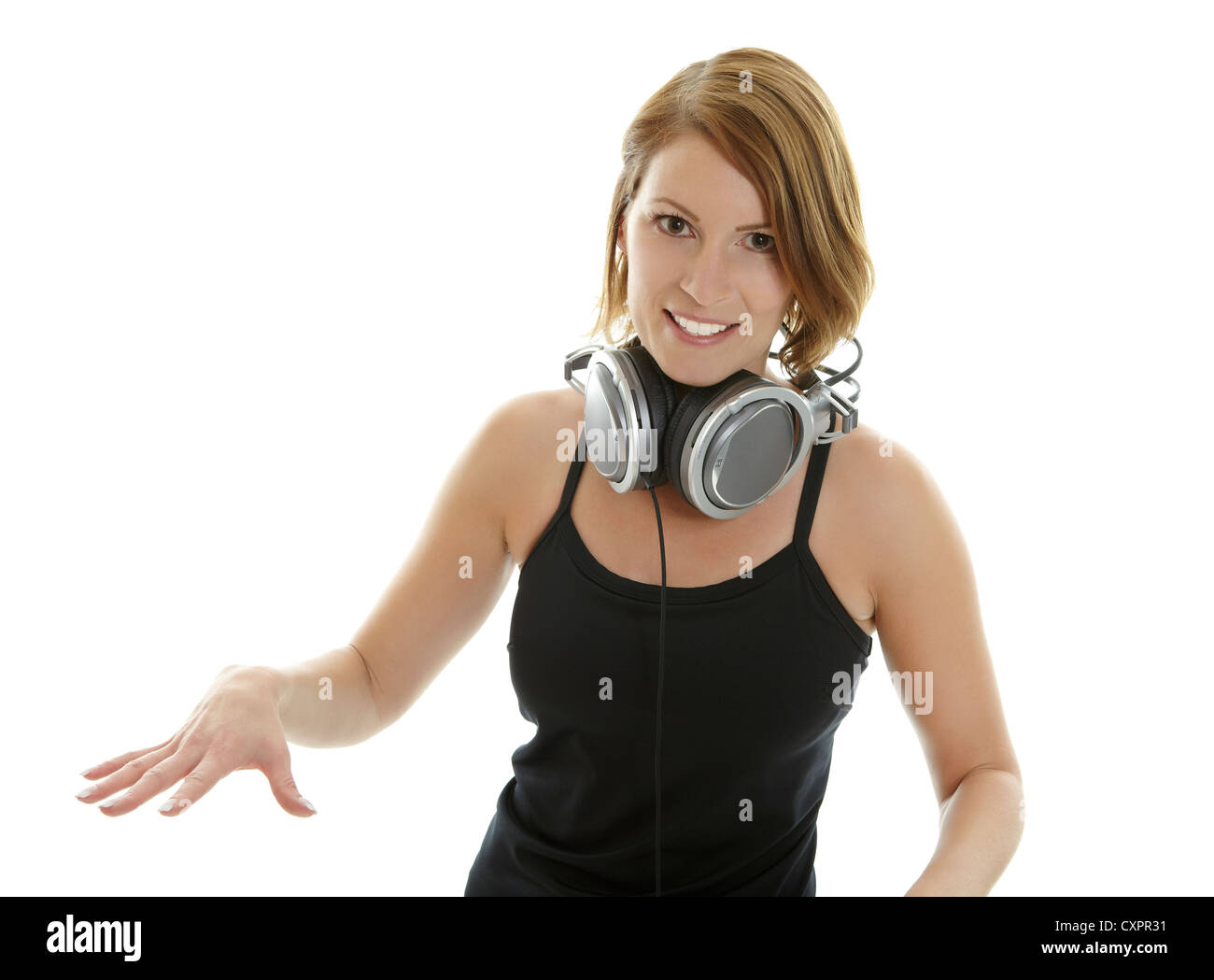 Woman with headphones Stock Photo - Alamy