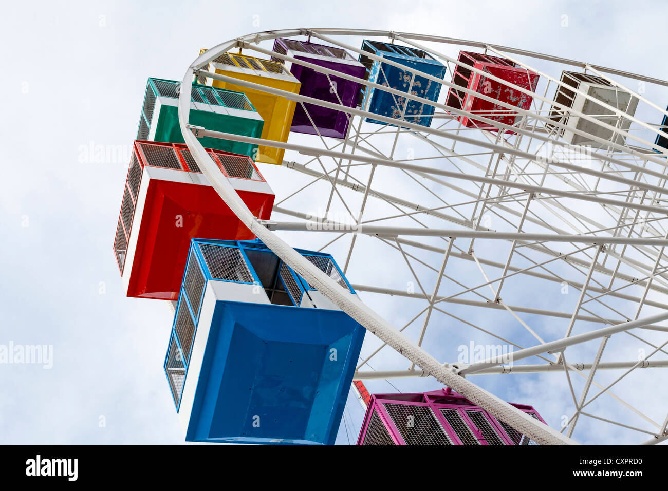 A ferris wheel ride in an amusement park on an ocean boardwalk Stock ...