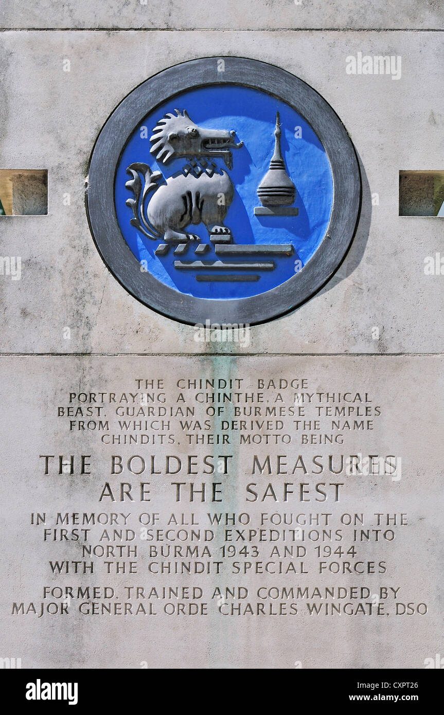 London, England, UK. Memorial to the Chindits (Special Forces in Burma ...