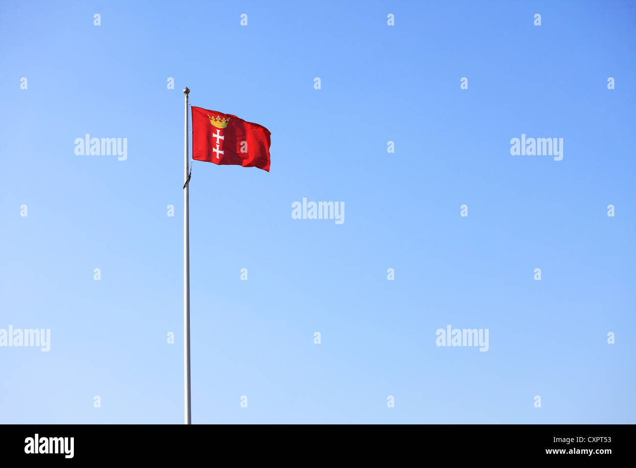 Flag city of Gdansk Danzig in the sky background Poland Europe Stock ...