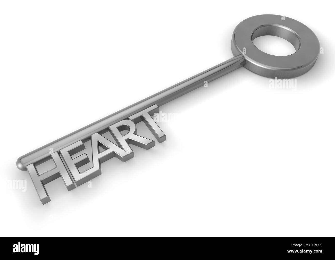 3D render of a silver key with the word HEART - Concept image Stock ...