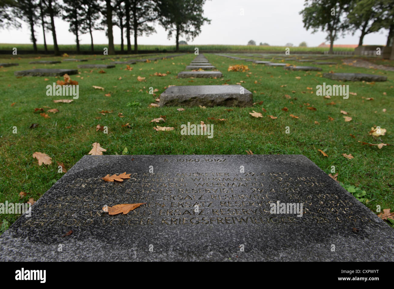 The German war cemetery of Langemark (also spelt 'Langemarck') is near ...