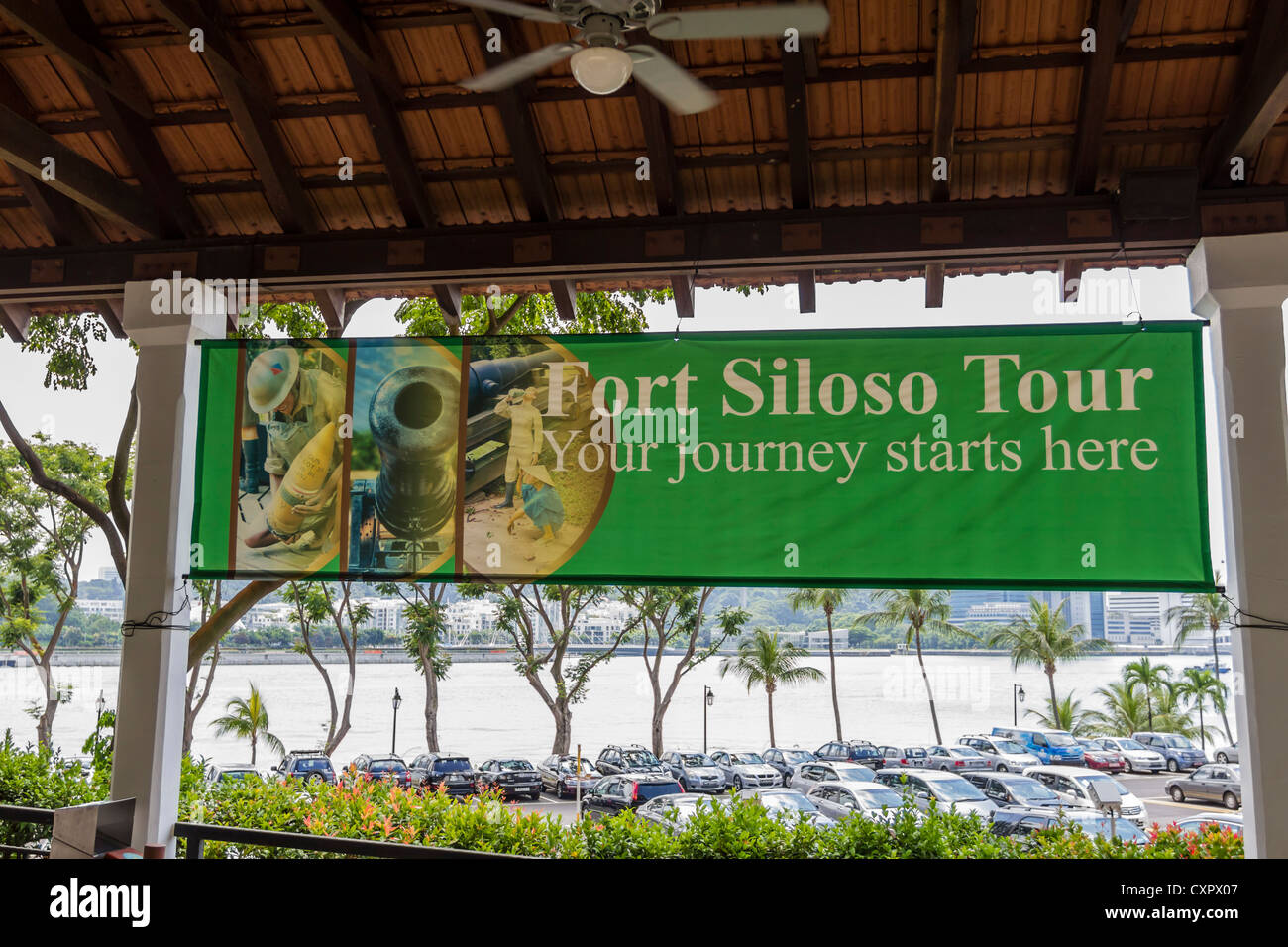 Tour sign for Fort Siloso on Sentosa Island, Singapore Stock Photo - Alamy