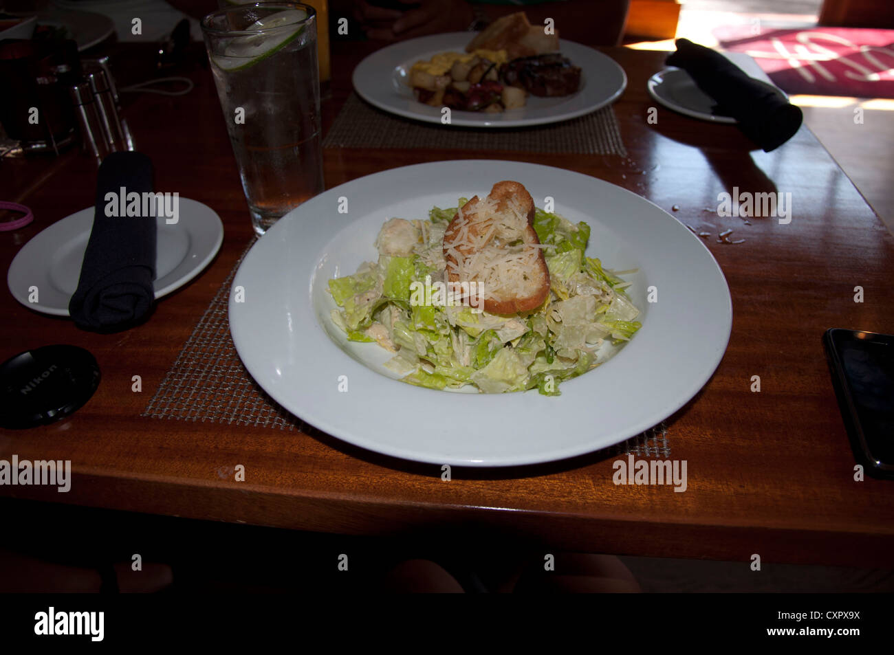Cesar salad with toasted bread Stock Photo - Alamy