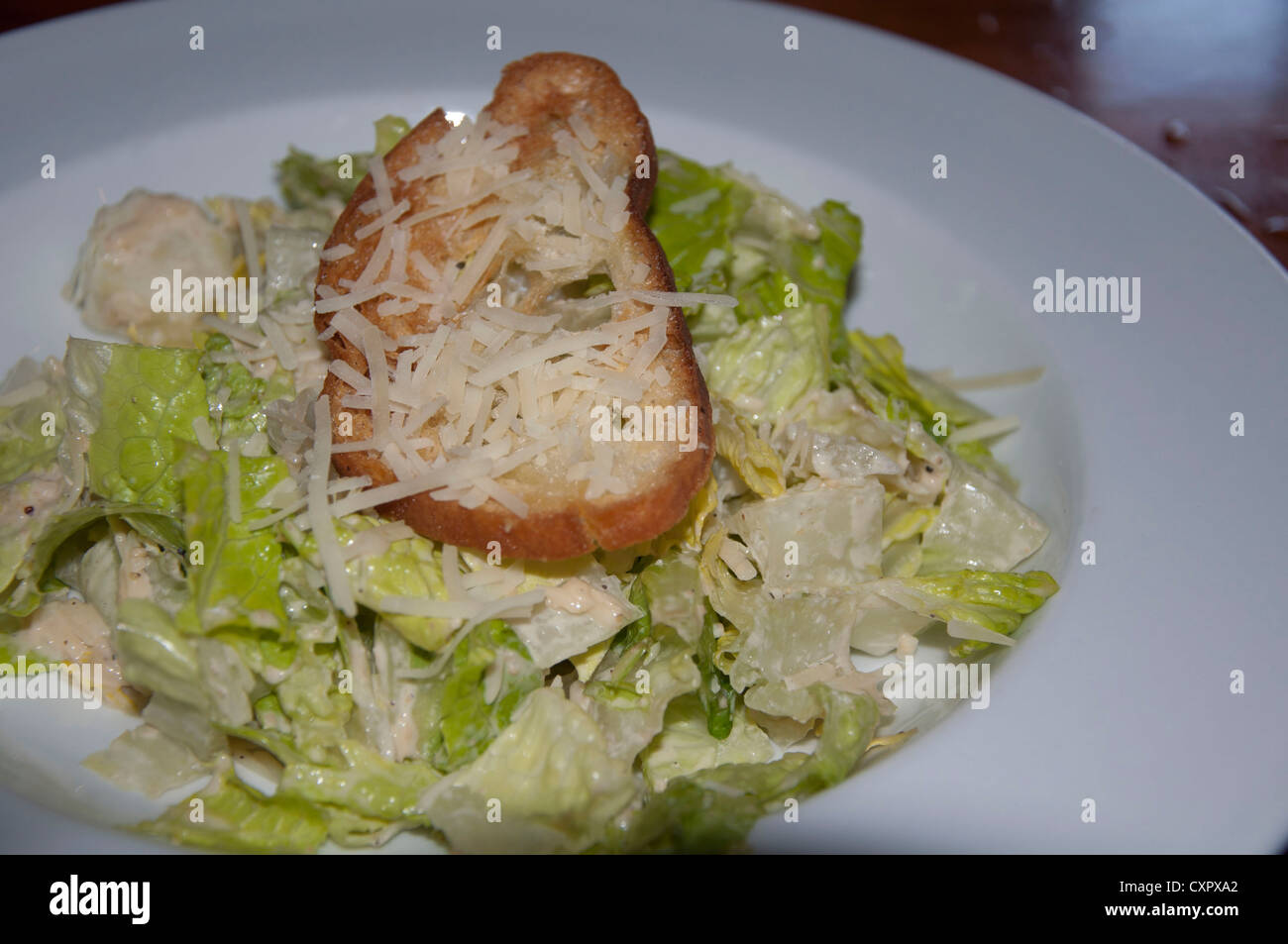 Cesar salad with toasted bread Stock Photo - Alamy