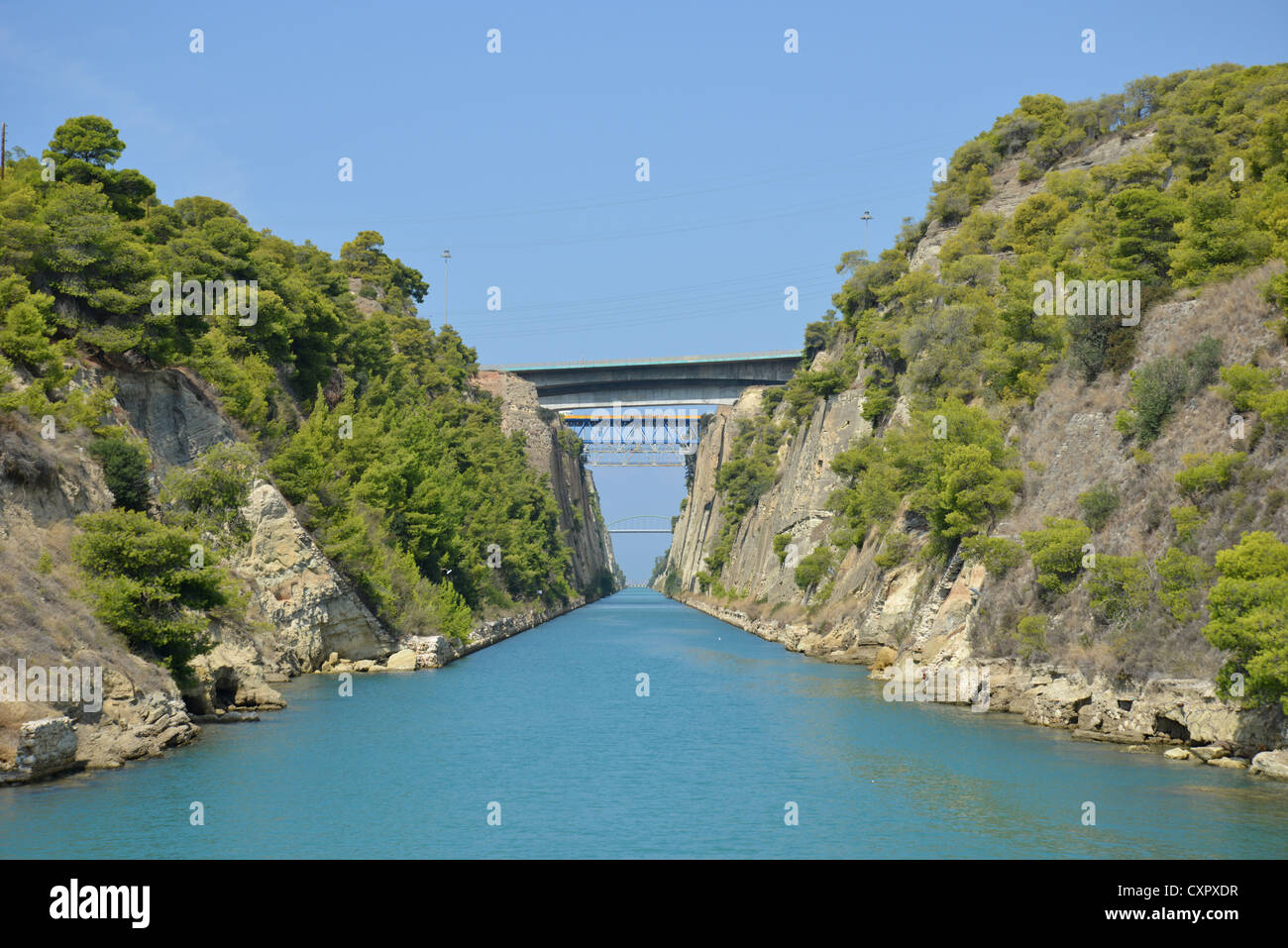 Corinth Canal from cruise boat, Corinth Municipality, Peloponnese ...