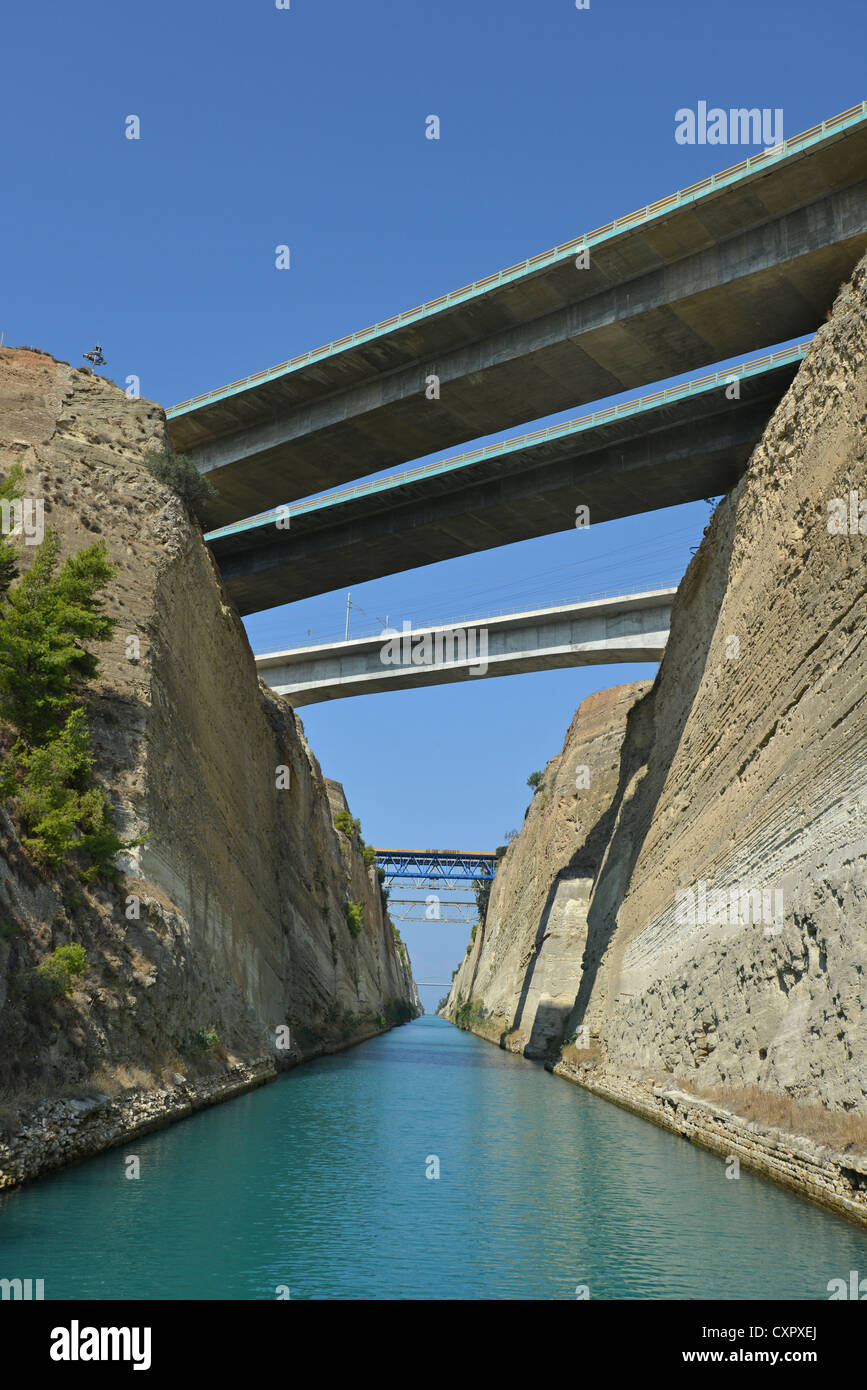 Corinth Canal from cruise boat, Corinth Municipality, Peloponnese ...