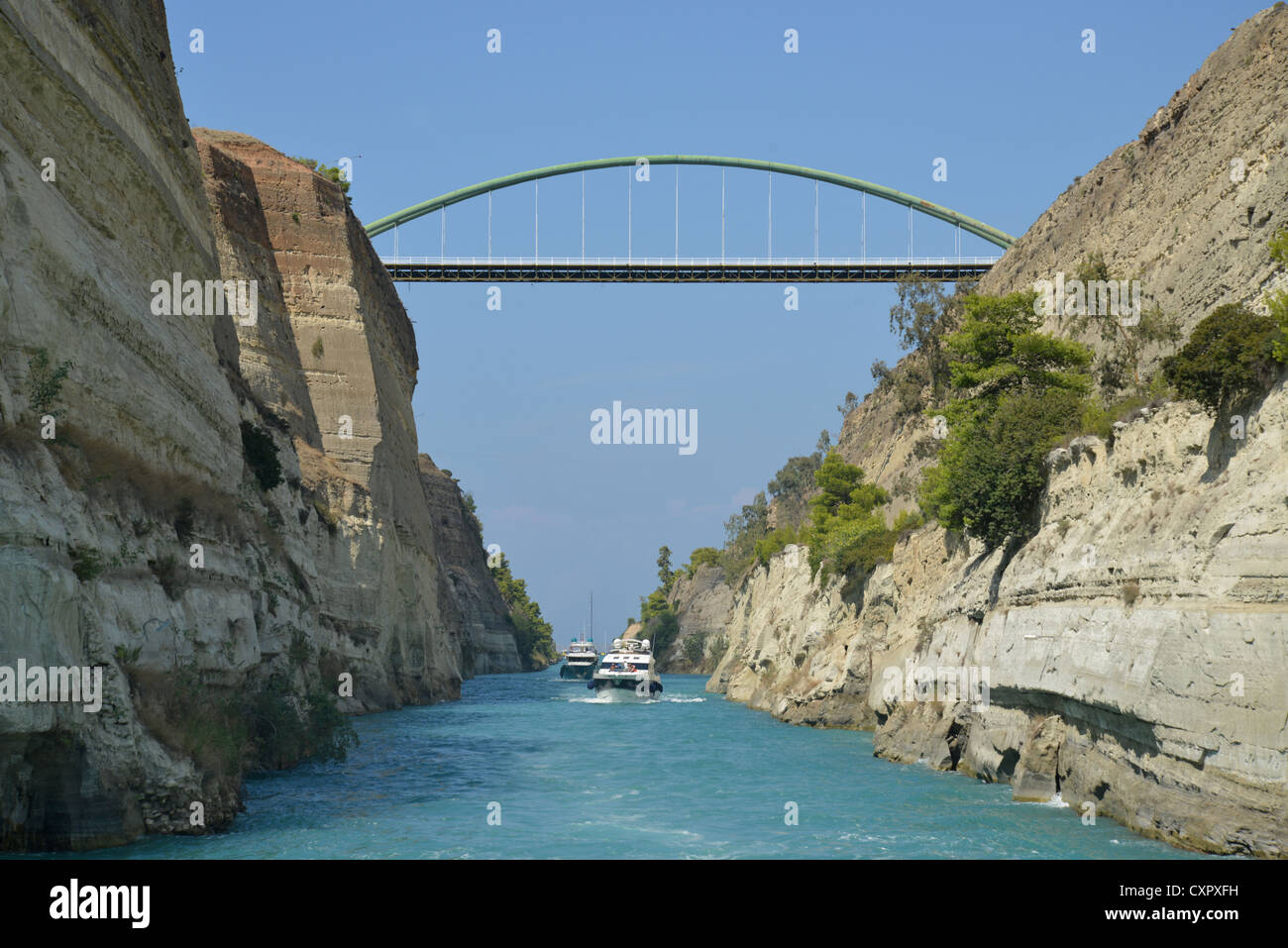Corinth Canal from cruise boat, Corinth Municipality, Peloponnese ...