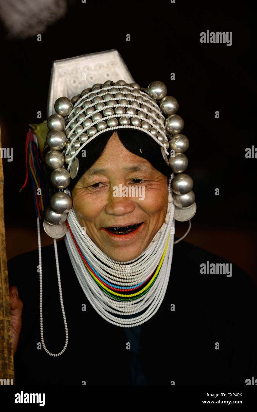 Portrait of an Akha woman taken in Eastern Myanmar Stock Photo - Alamy