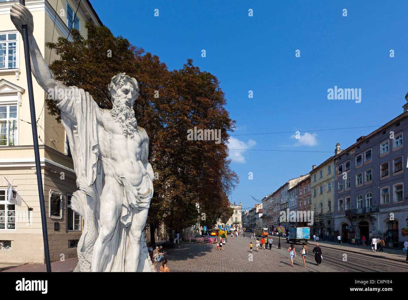 Neptune statue lviv old town hi-res stock photography and images - Alamy