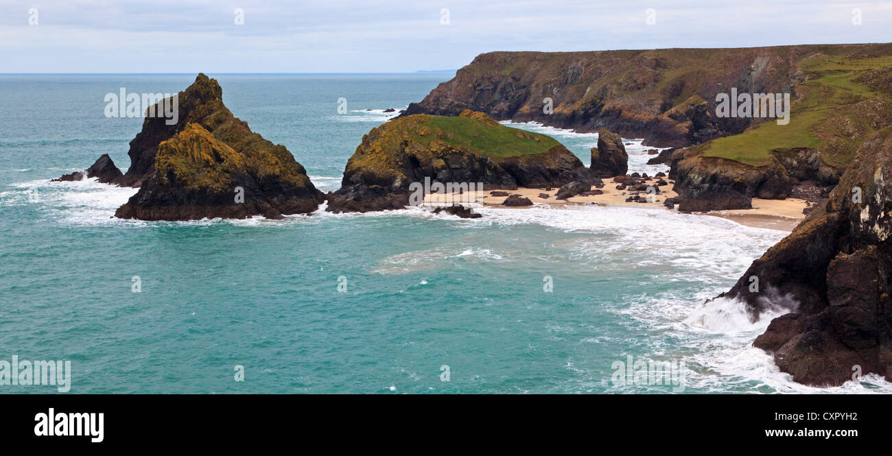 Panoramic photo of Kynance Cove situated on the Lizard peninsula in ...